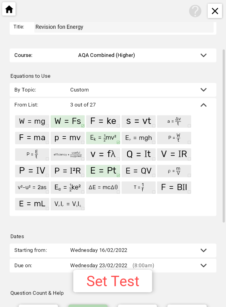 23 Equations - Your School
